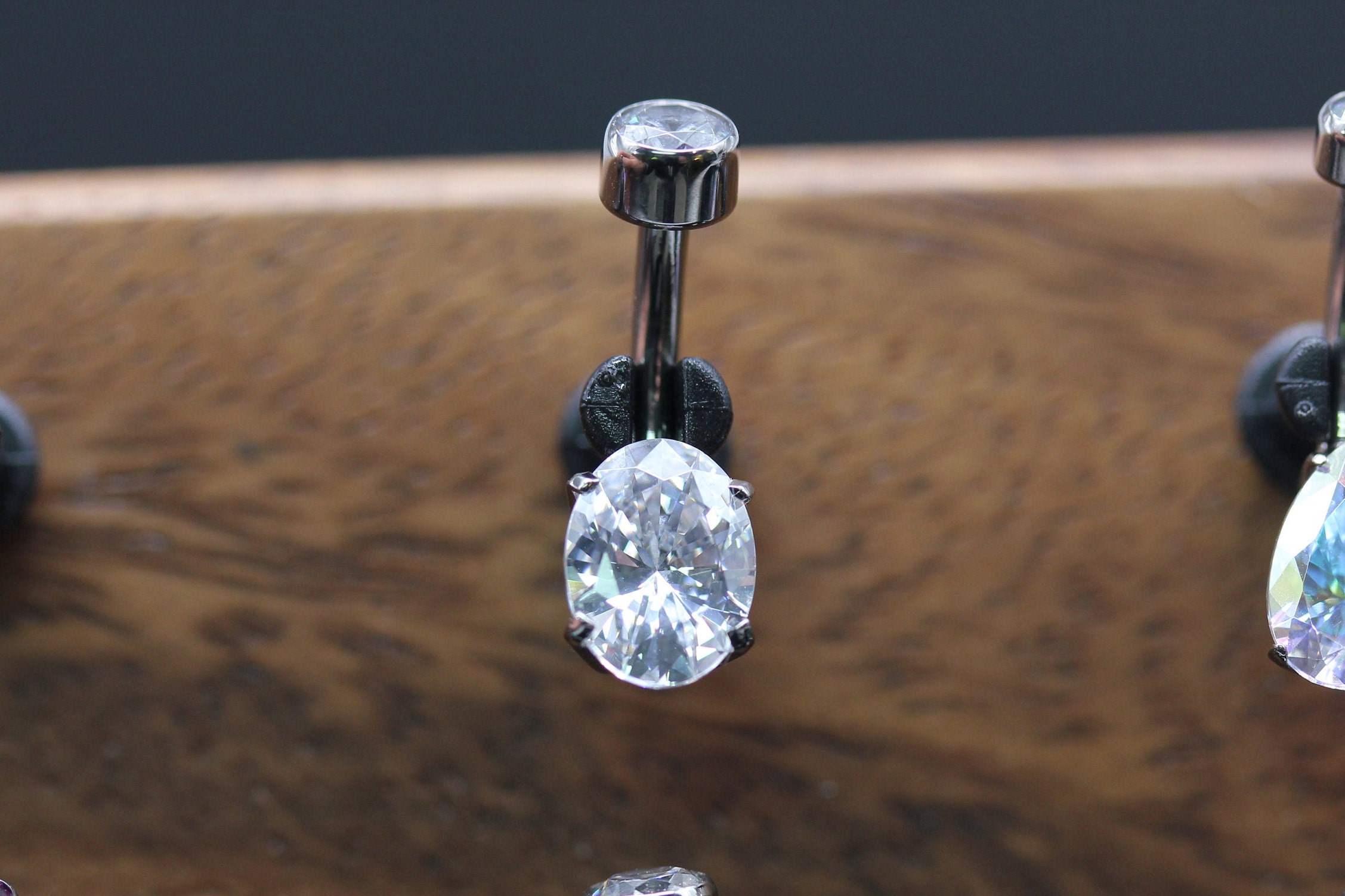 Anatometal Titanium Oval Navel Curve With White CZ Stones - Etsy