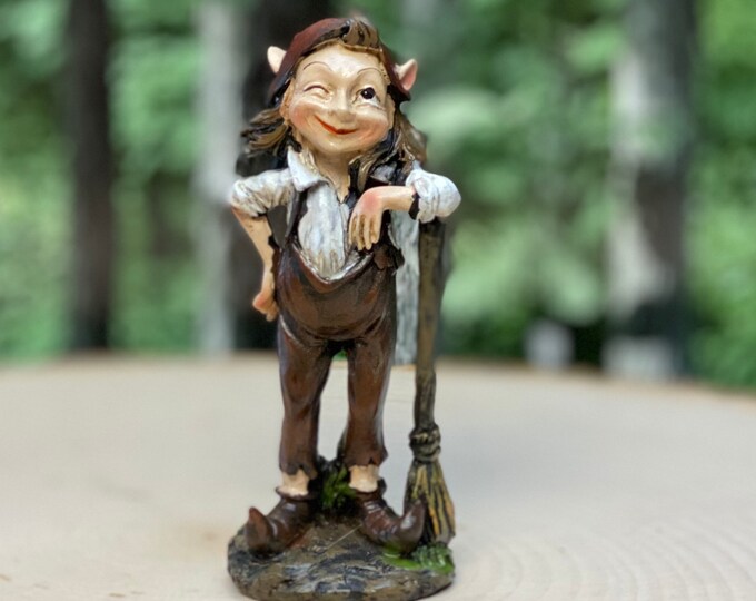 Miniature Garden Pixie With Broom Pixie Figurine 4 - Etsy