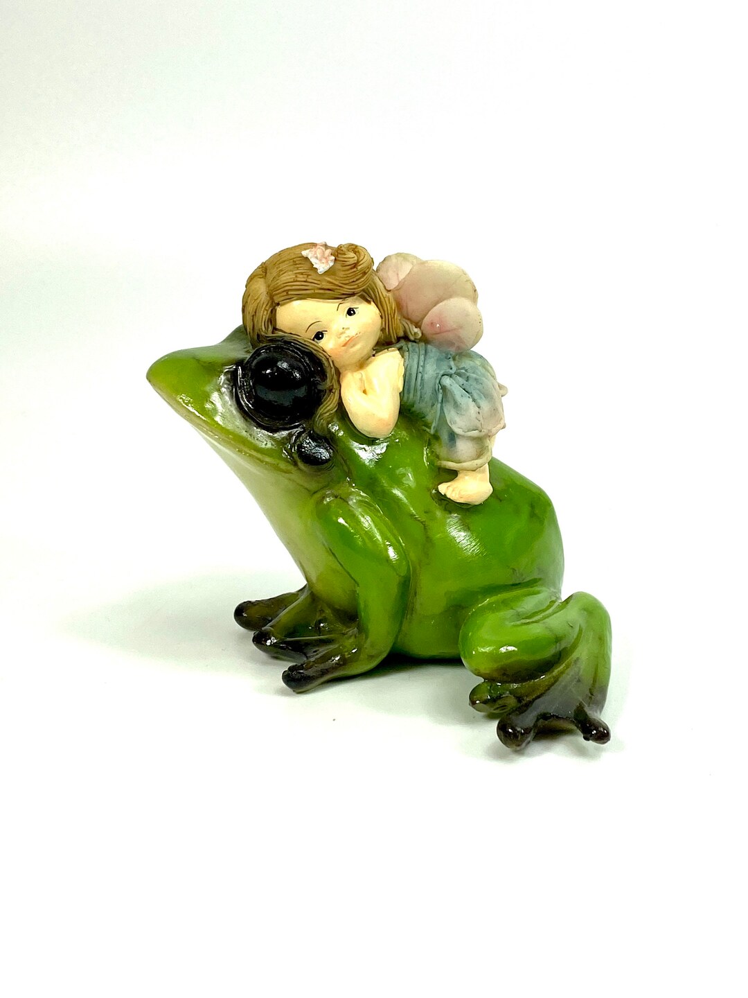 Fairy Garden Baby Fairy Laying on a Frog Fairy Baby Figurine - Etsy