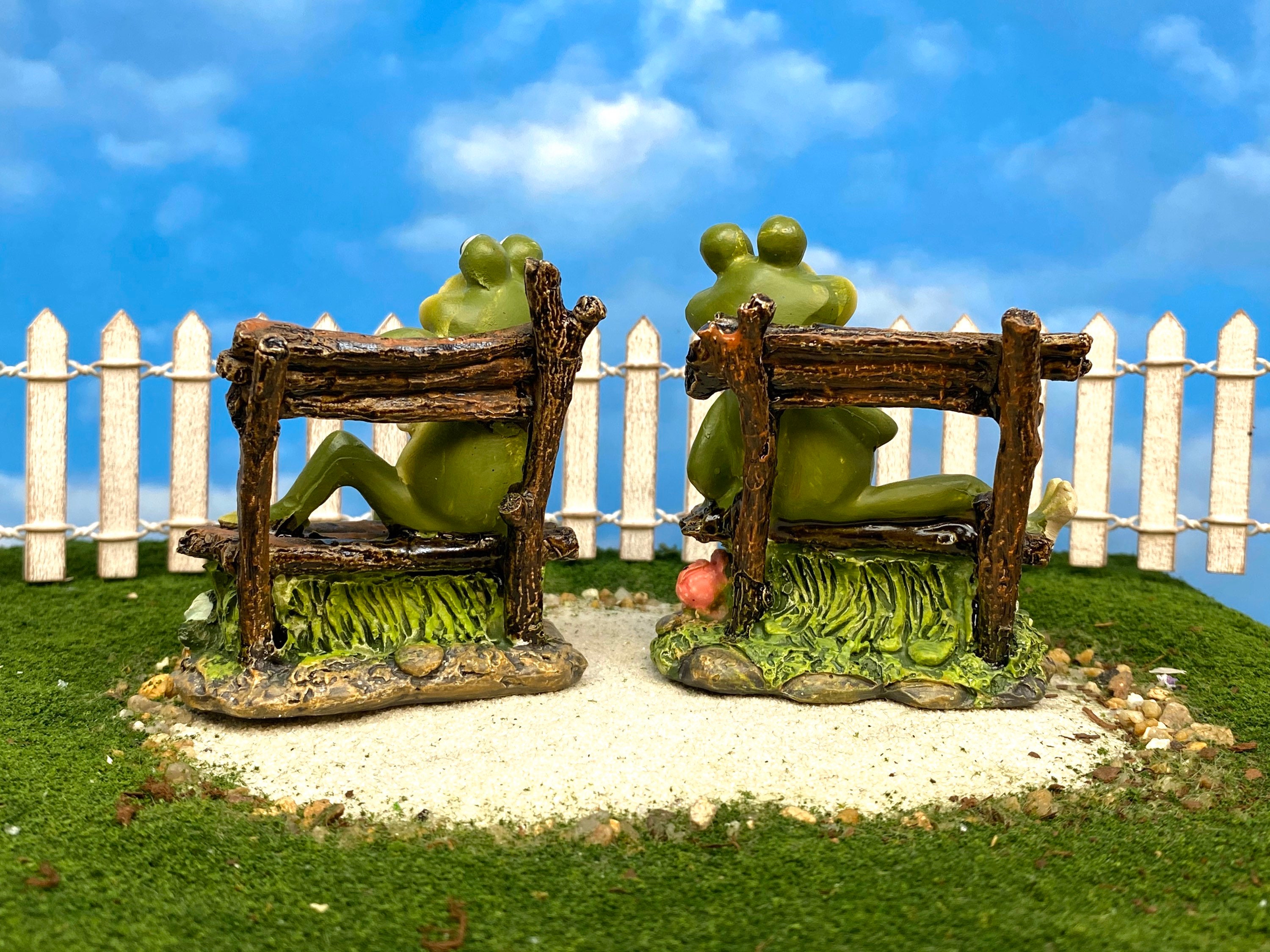 Frog Sitting on a Bench One or Both 3 Tall Fairy | Etsy