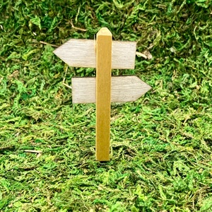 Miniature Fairy Garden Sign - This Way, That Way Wood Path Sign ...