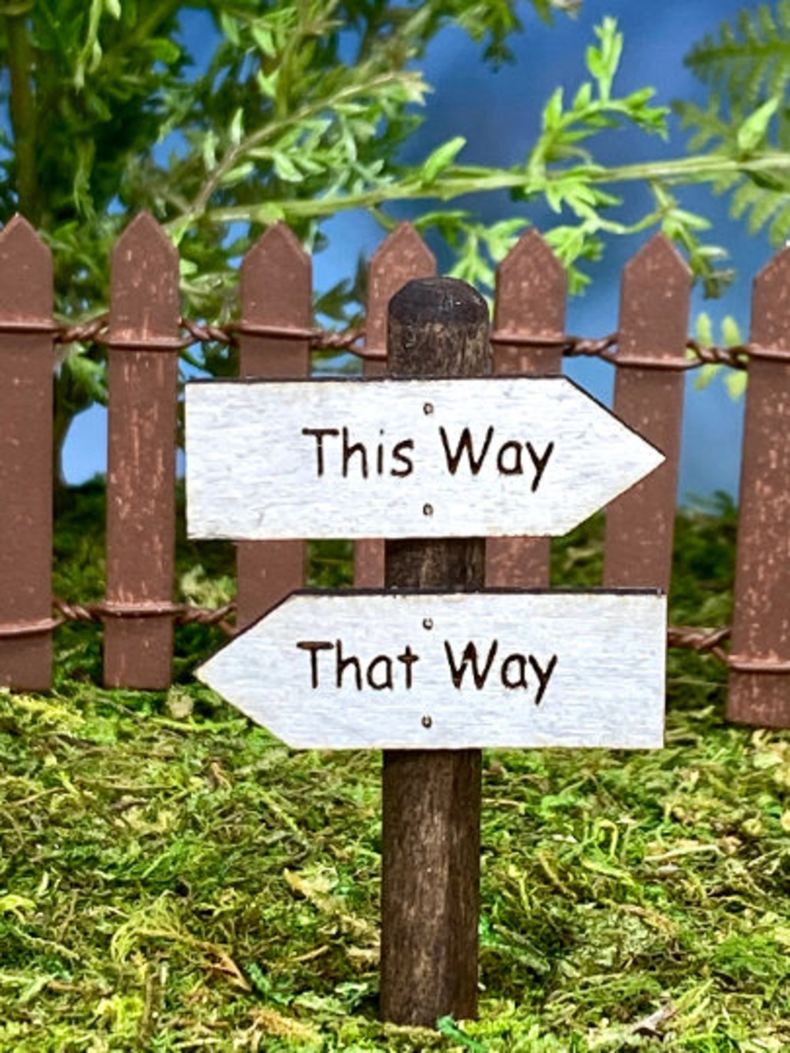 Miniature Fairy Garden Sign This Way That Way Wood Garden - Etsy