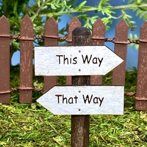 Miniature Fairy Garden Sign This Way That Way Wood Garden - Etsy