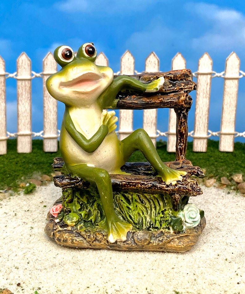 Frog Sitting on a Bench One or Both 3 Inches Tall Fairy - Etsy