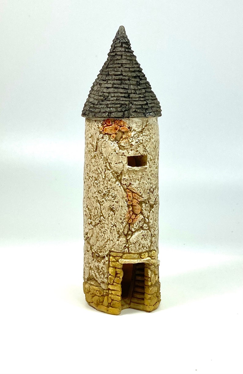 Miniature Faux Stone Tower, Fairy Garden House, Village Tower, Fairy ...
