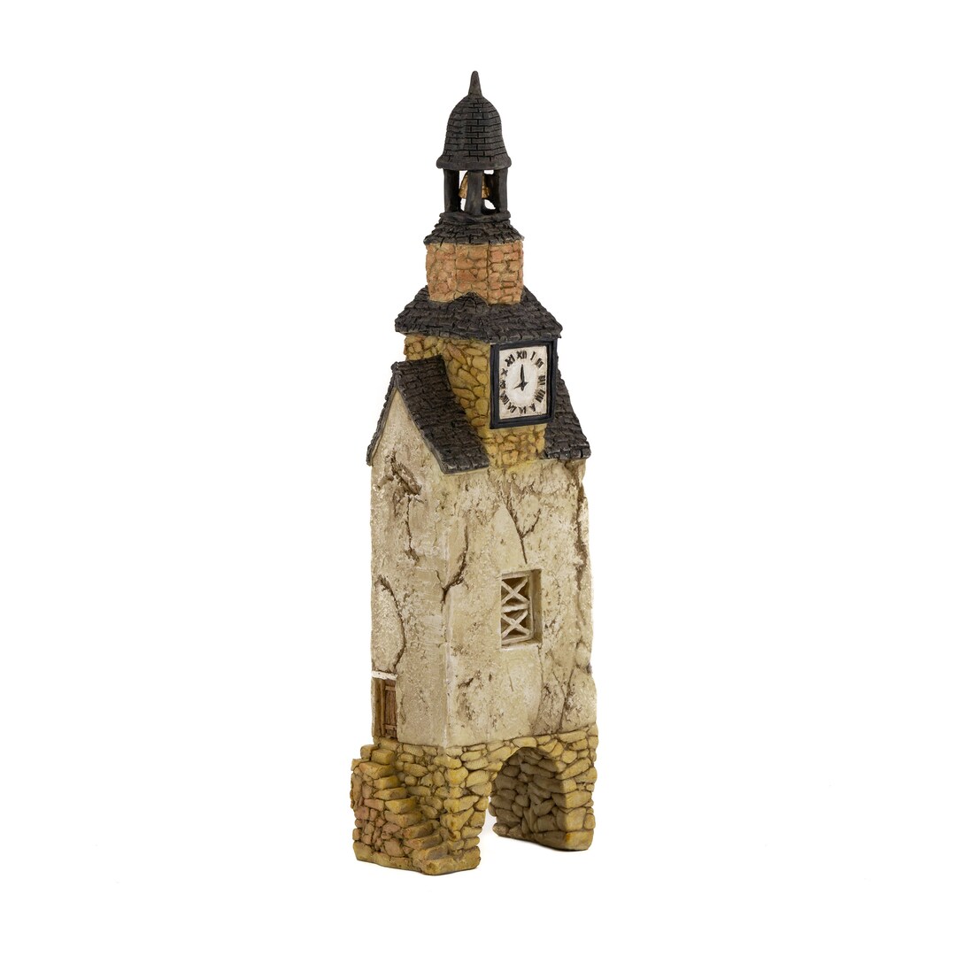 Miniature Faux Stone Clock Tower, Fairy Garden House, 7.5" Tall ...