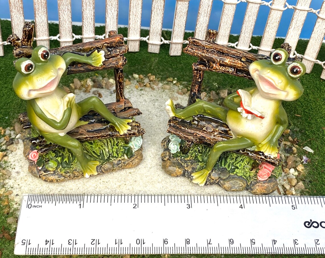 Frog Sitting on a Bench One or Both 3 Inches Tall Fairy - Etsy