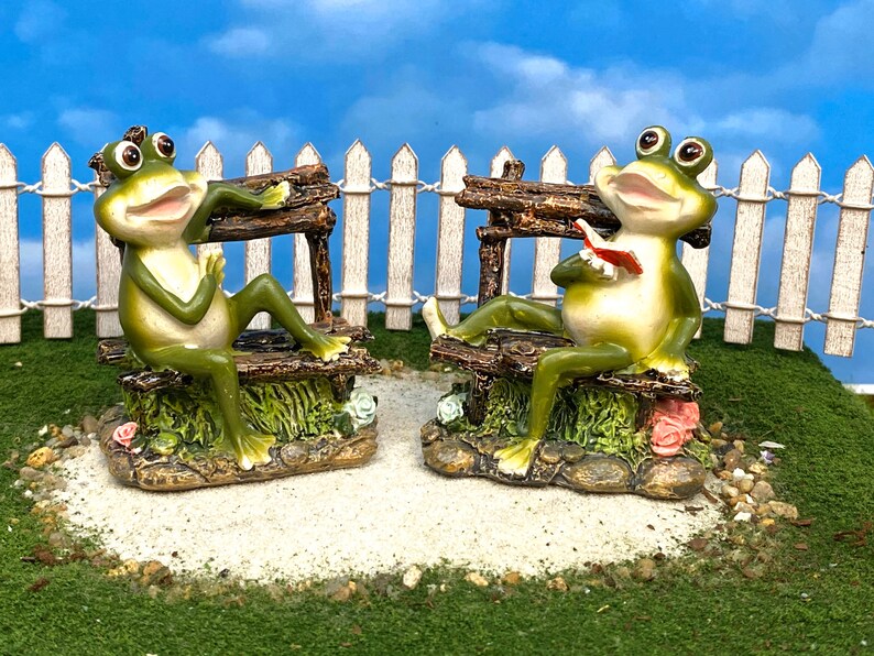 Frog Sitting on a Bench One or Both 3 Inches Tall Fairy - Etsy