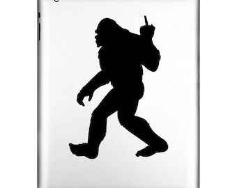 Bigfoot, Sasquatch Giving the Middle Finger | Sticker Decal for Windows ...