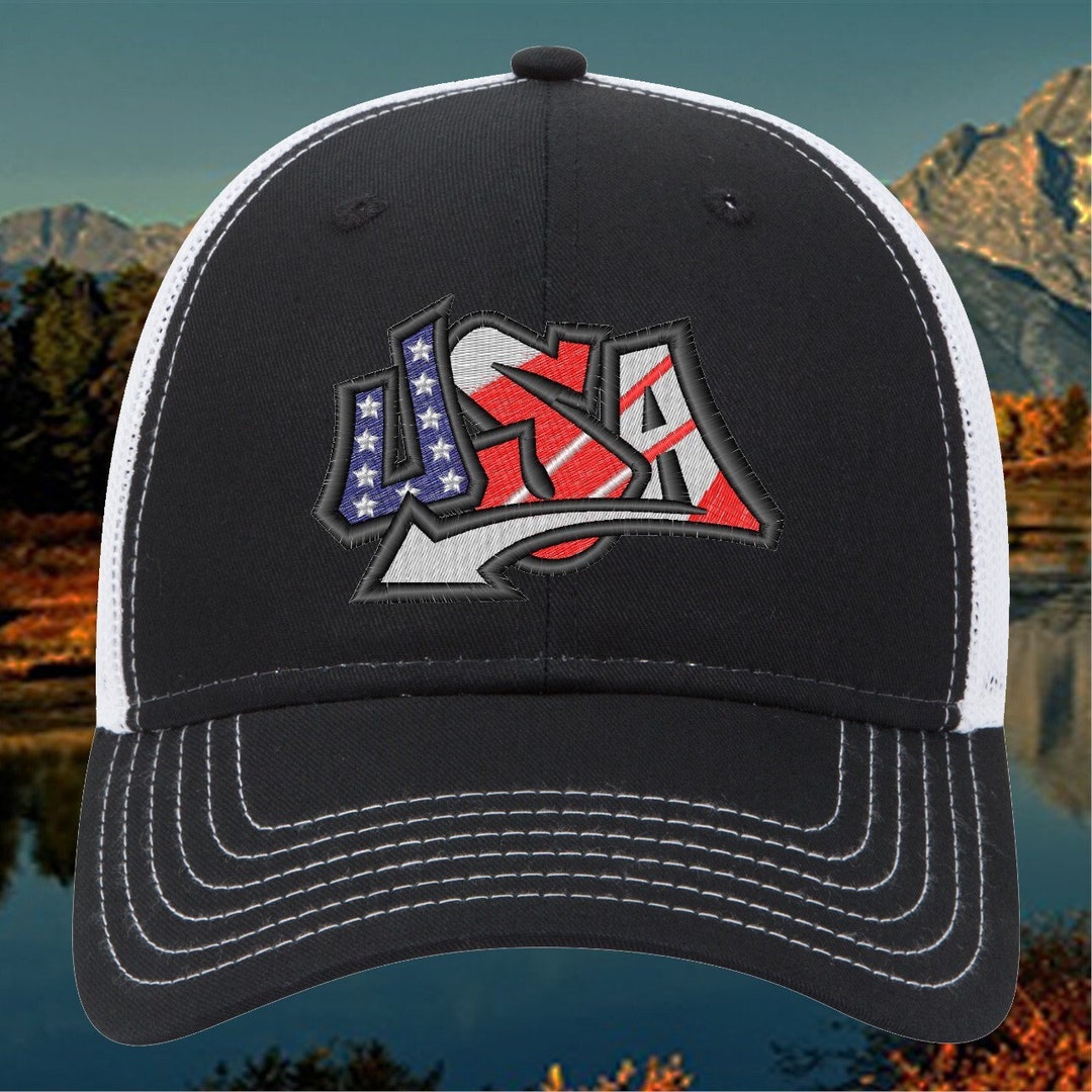 Embroidered 3D Puff "usa" Camo Cap, Country, Flag Visor or Flag Mesh ...
