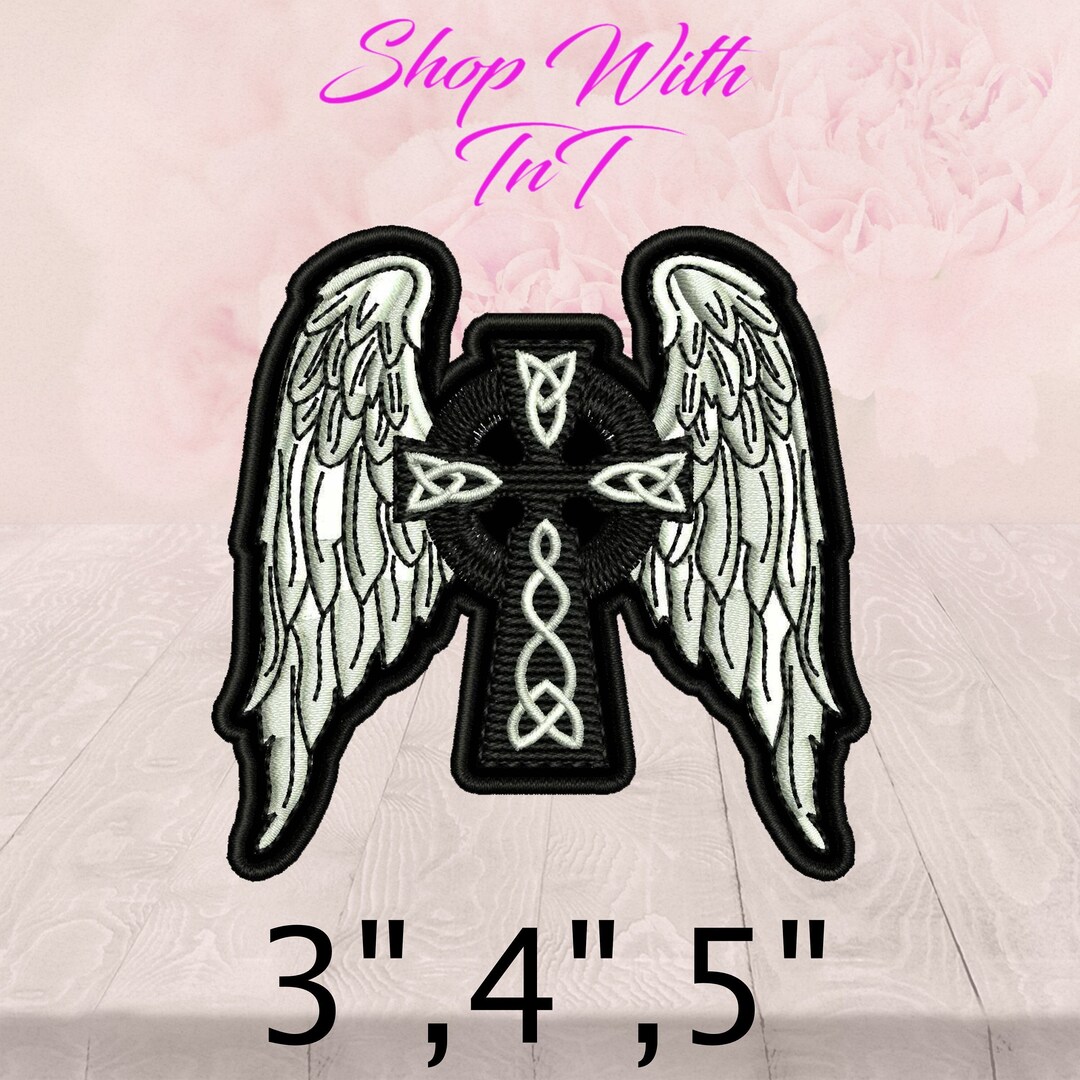 Celtic Wing Cross Embroidered Patch: Iron on Biker Applique - Etsy
