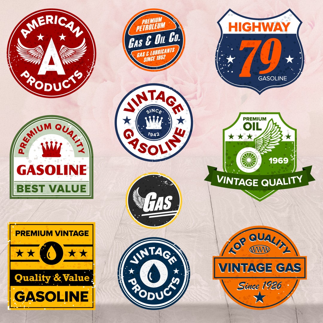 Vintage Gas Oil Pump Sticker Decals - Set of 10 - Etsy