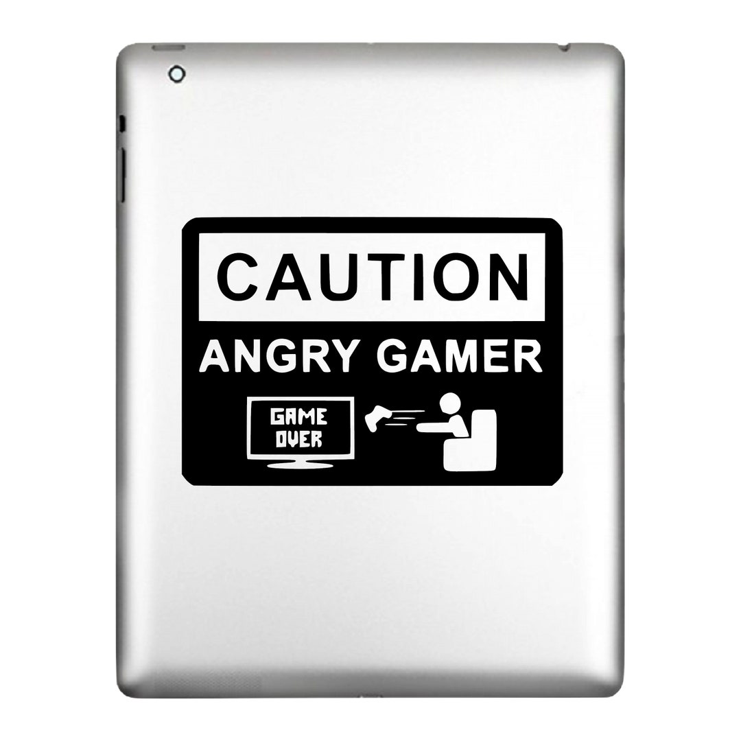 Caution Angry Gamer Decal Sticker for Windows, Computers, Flat Surface ...