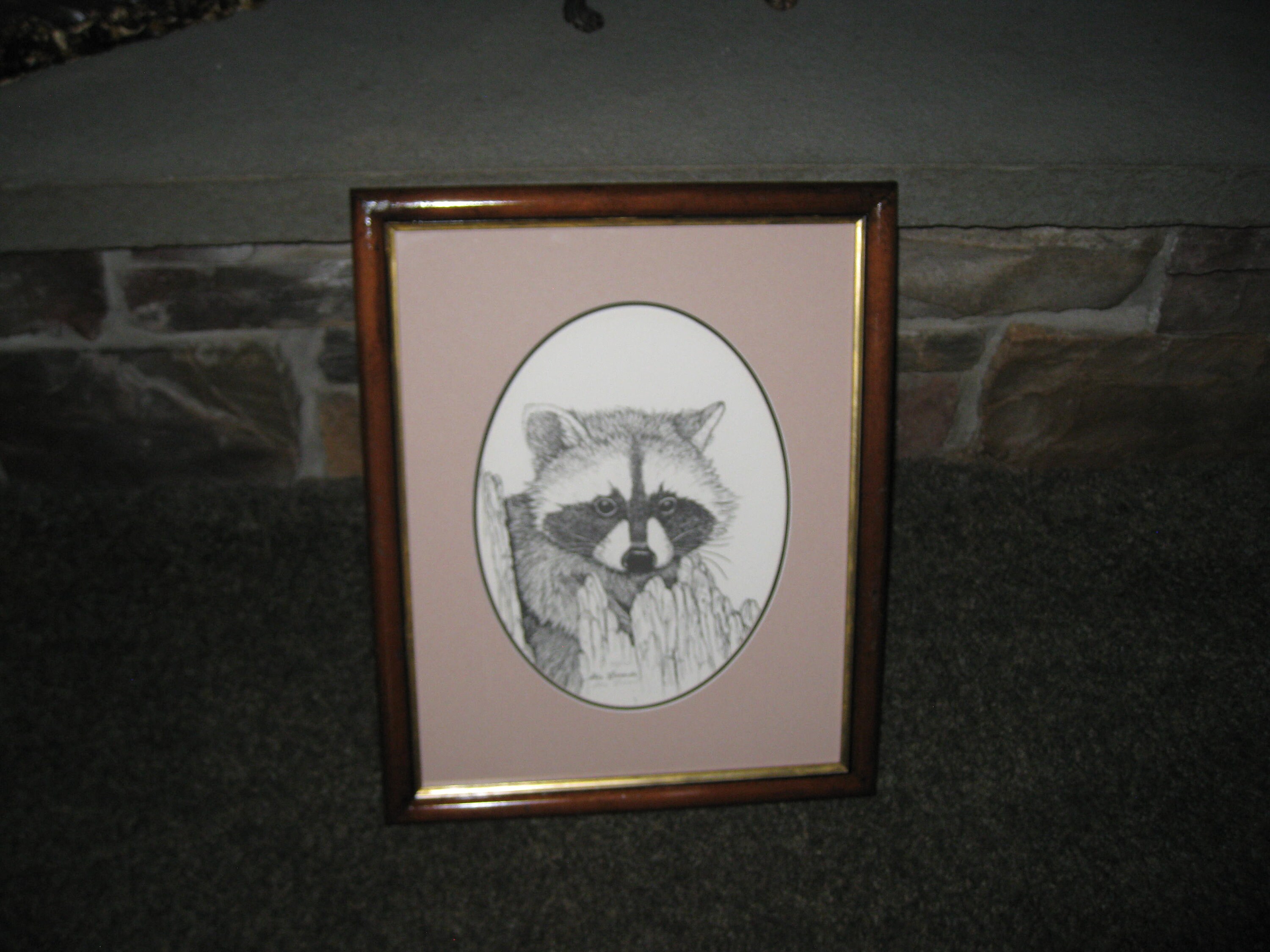 STEVE LEONARDI NUMBERED Print Racoon 708/1000 Oval Mat Very Light Pink ...