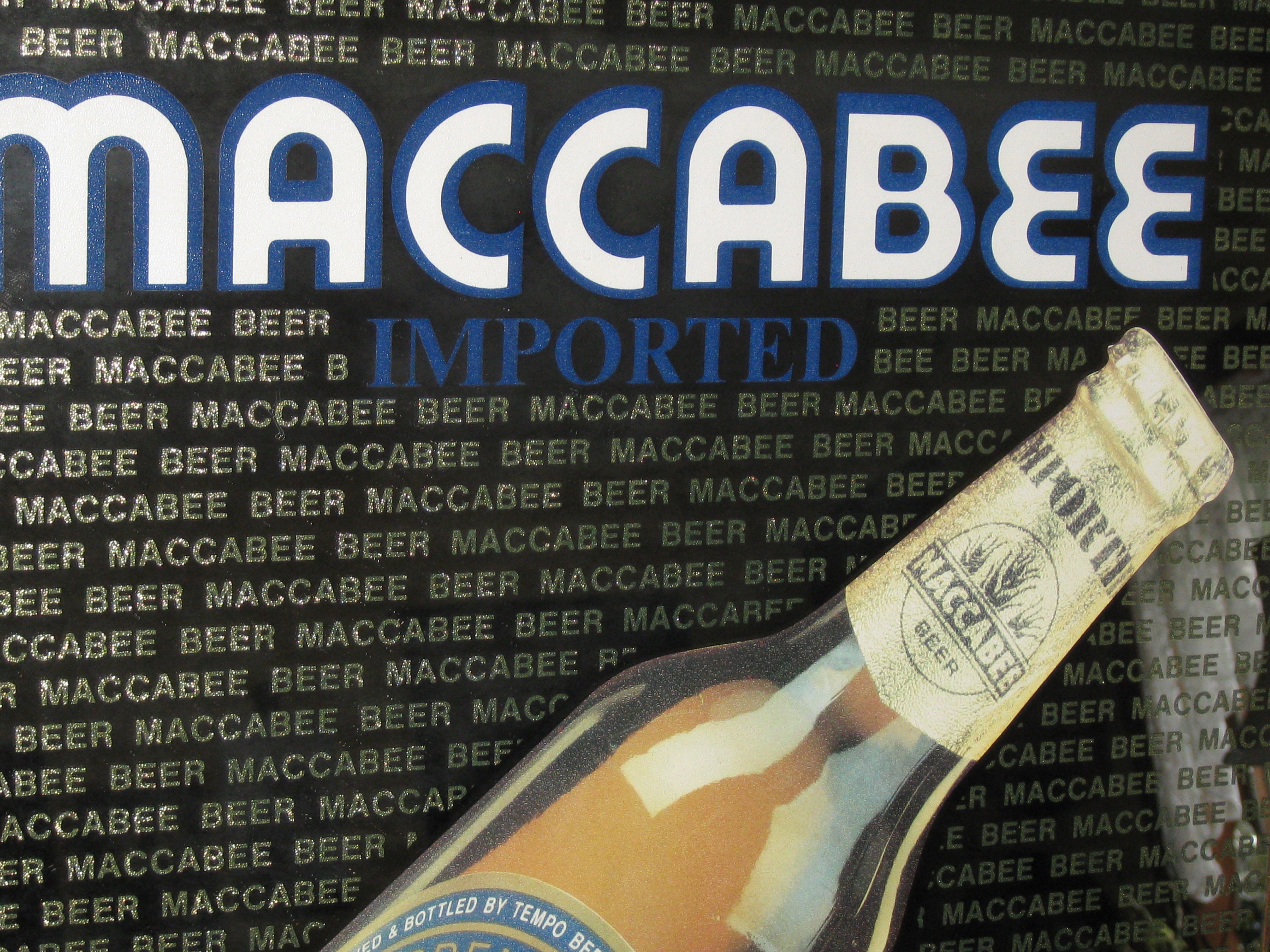 MACCABEE BEER MIRROR Bar Wall Advertising Maccabee Premium Beer Netanya ...