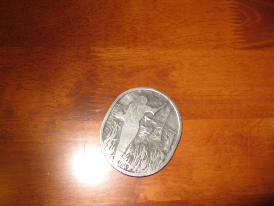 BEARDSLEY INDIANA Metal Craft Bloomington IMC/AB13 Oval Pewter Belt ...