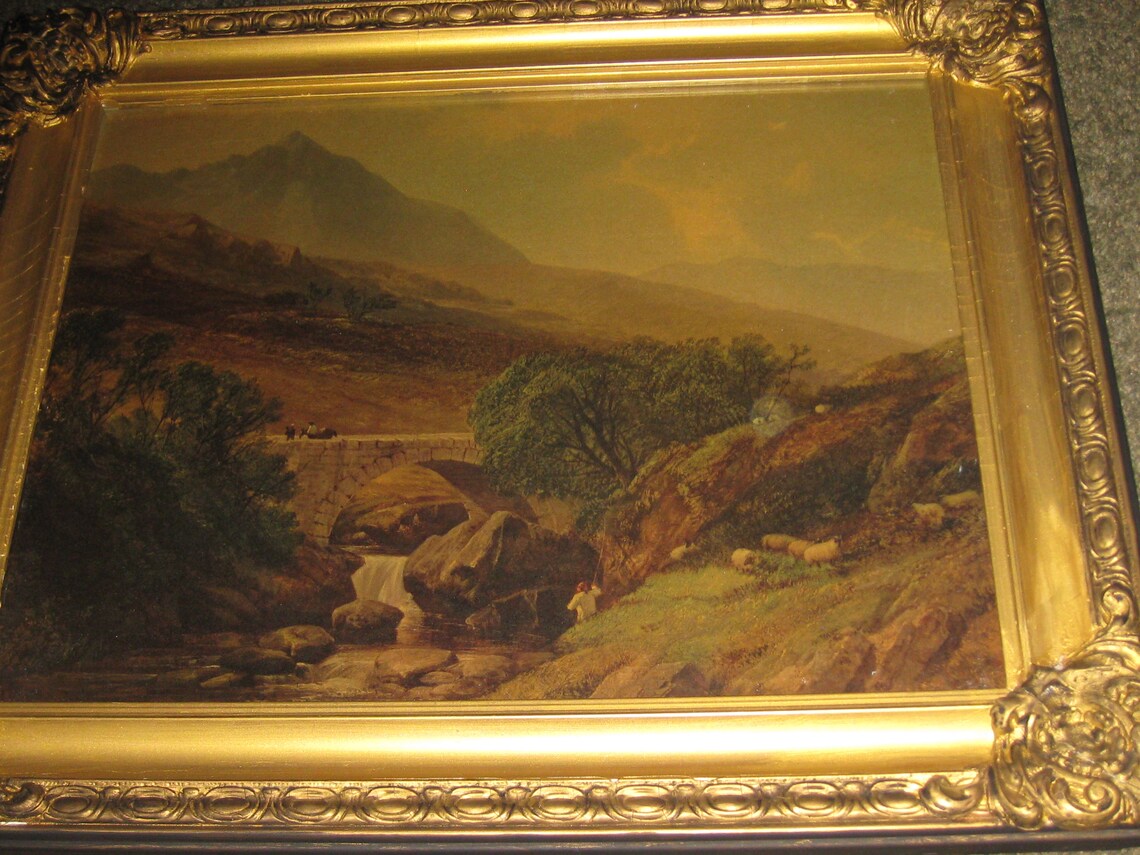 VICTORIAN LANDSCAPE PRINT in Original Victorian Wood Frame | Etsy