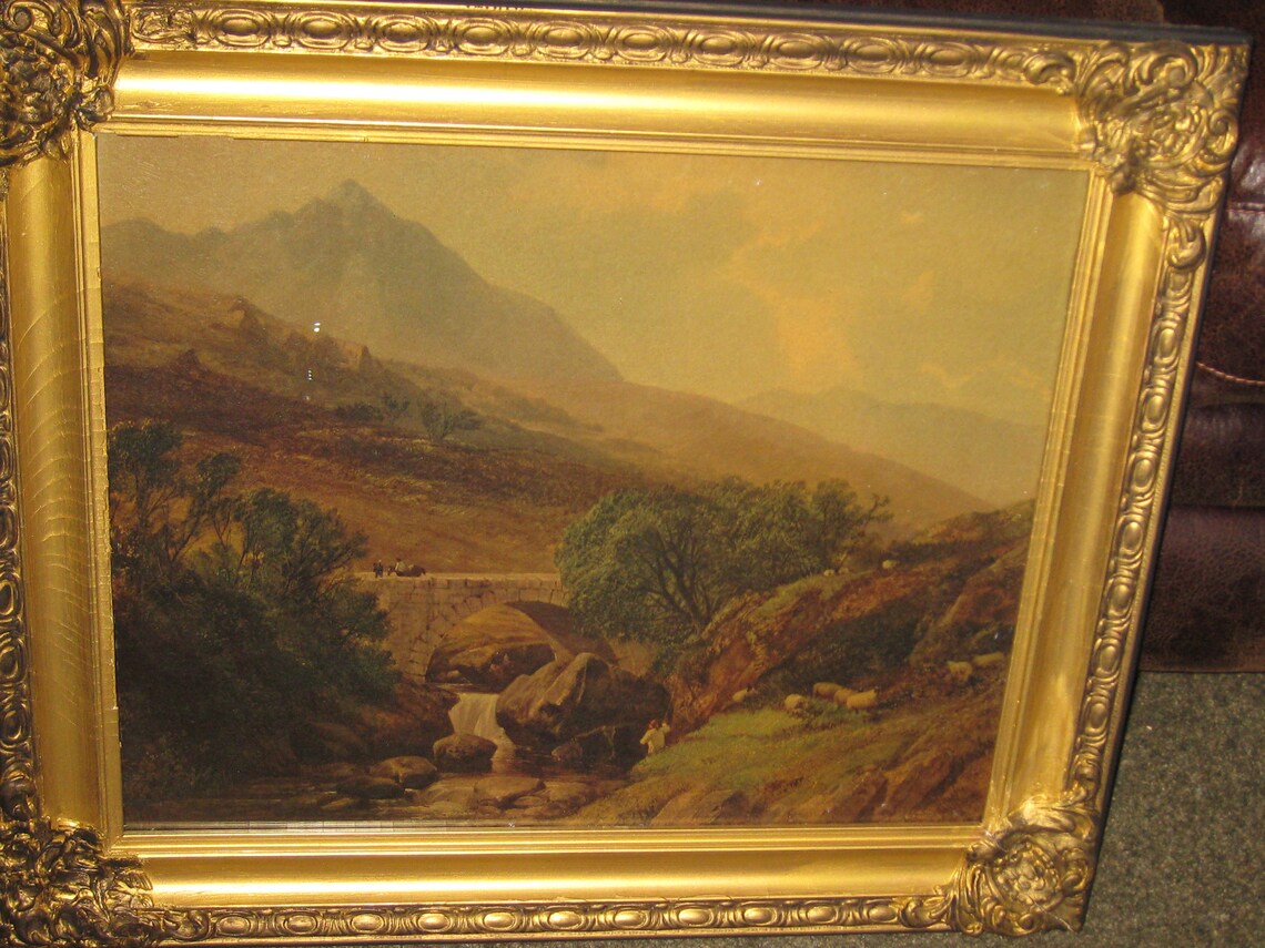 VICTORIAN LANDSCAPE PRINT in Original Victorian Wood Frame | Etsy