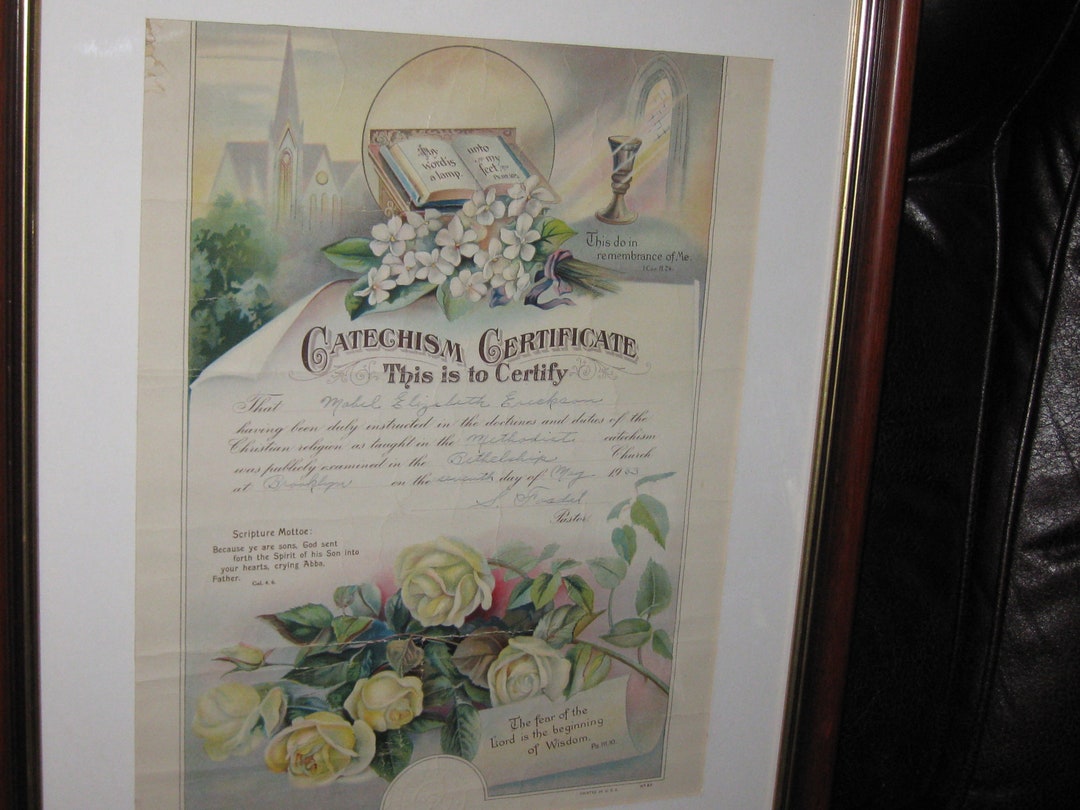 1933 CATECHISM CERTIFICATE BETHELSHIP Church Brooklyn New York Mabel ...