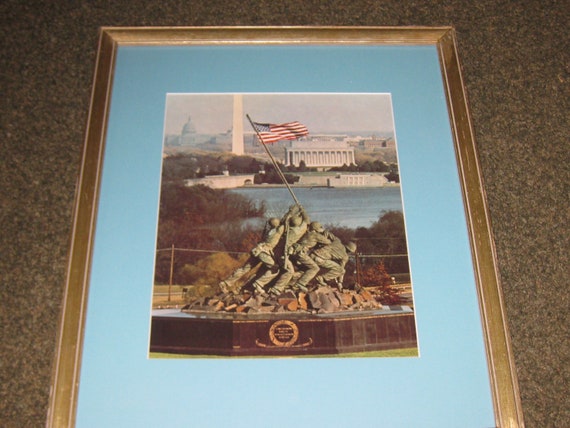 MARINE MEMORIAL ART Print Wood Foil Covered Frame 17 3/4 | Etsy