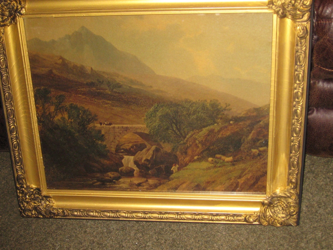 VICTORIAN LANDSCAPE PRINT in Original Victorian Wood Frame | Etsy