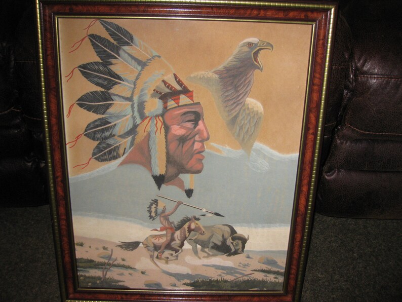 AMERICAN INDIAN CHIEF Profile Portrait Print on Gauze Type - Etsy