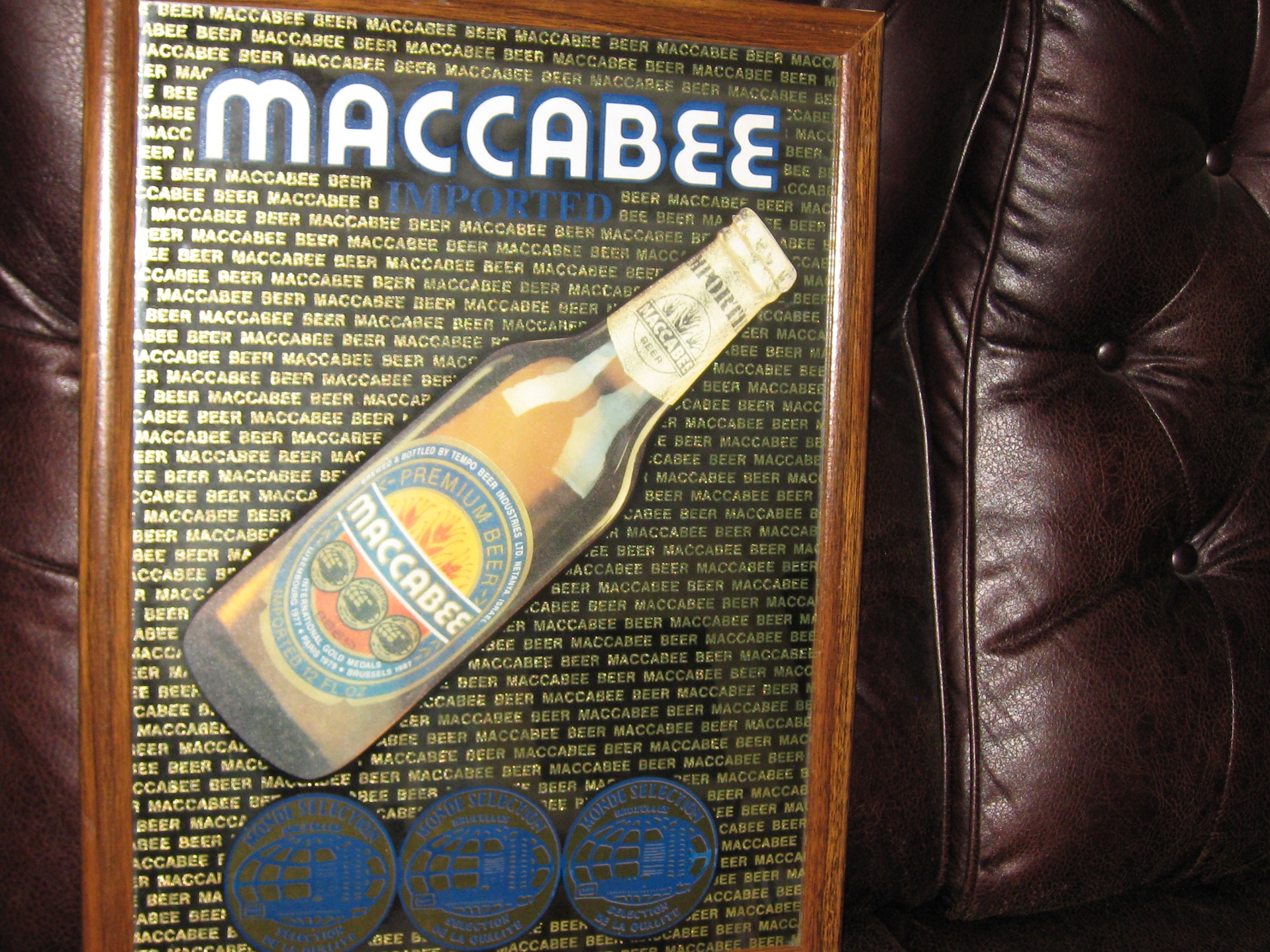 MACCABEE BEER MIRROR Bar Wall Advertising Maccabee Premium Beer Netanya ...
