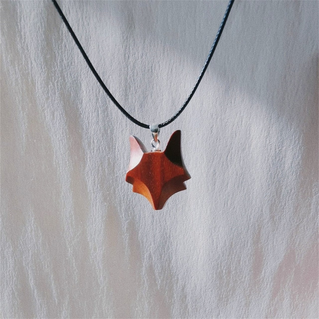 Fox Pendants Custom Wooden Animals Engraving Necklace Handcrafted ...