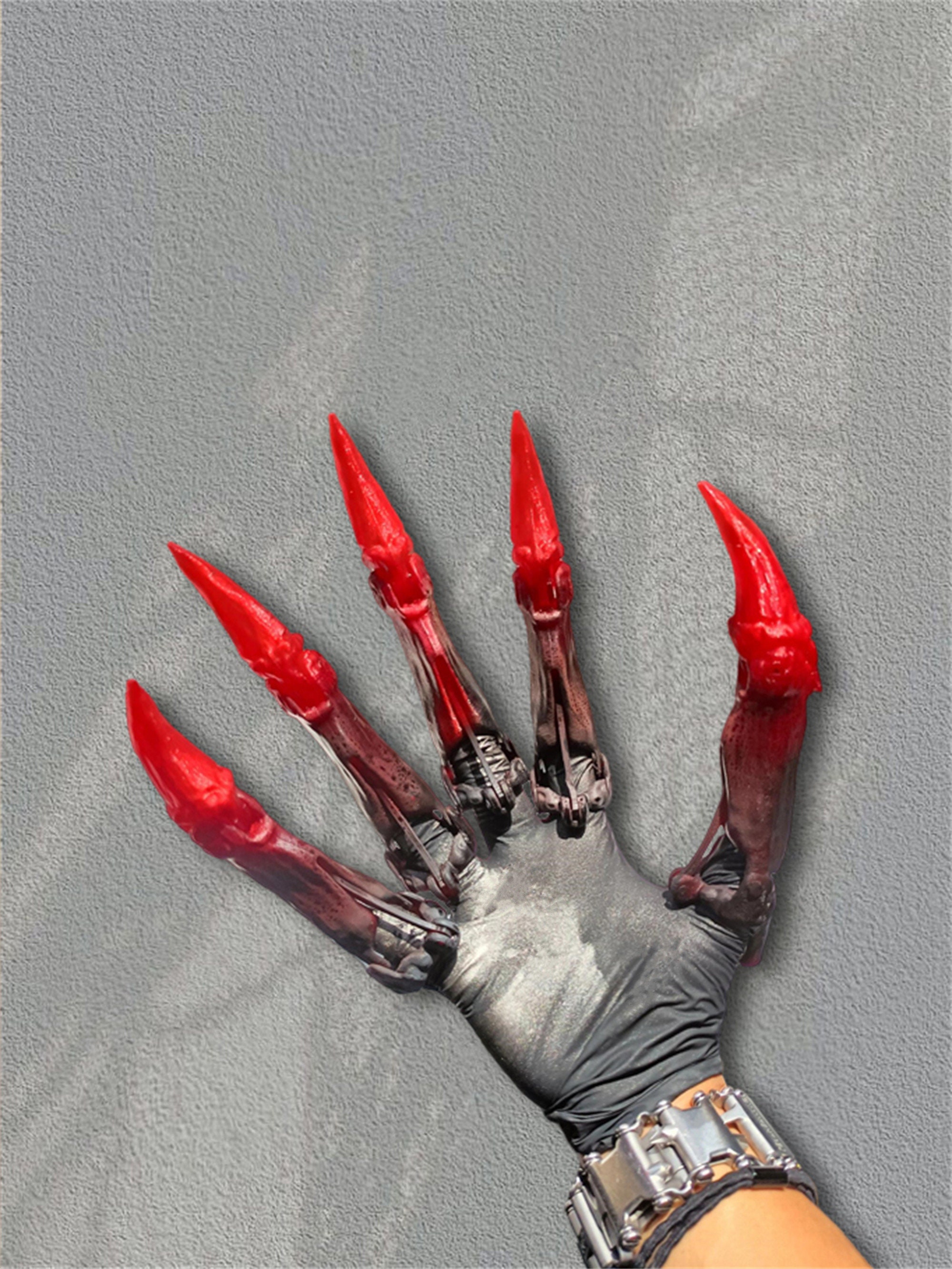 Gradient Red Claw Glove, Vampire Mechanical Claw Prop Cosplay Halloween ...