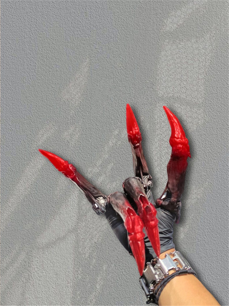 Gradient Red Claw Glove, Vampire Mechanical Claw Prop Cosplay Halloween ...