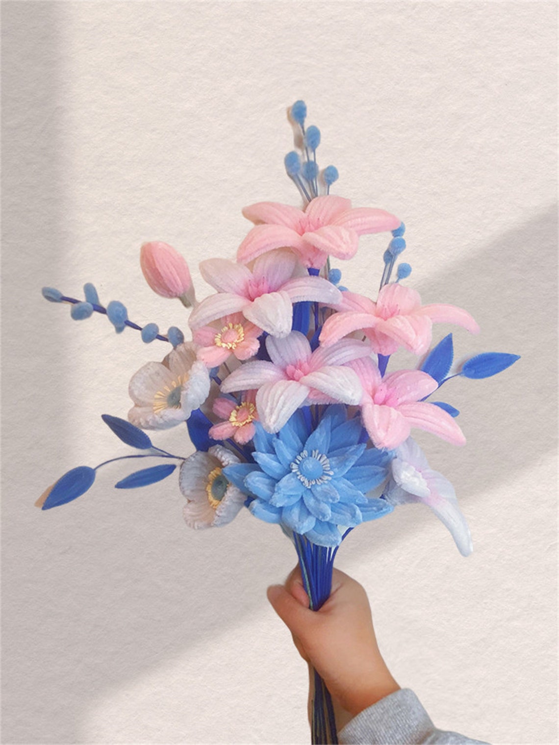 Pink Bouquets Plush Wild Spring Flowers Fluff Flower Mixed Bouquets ...