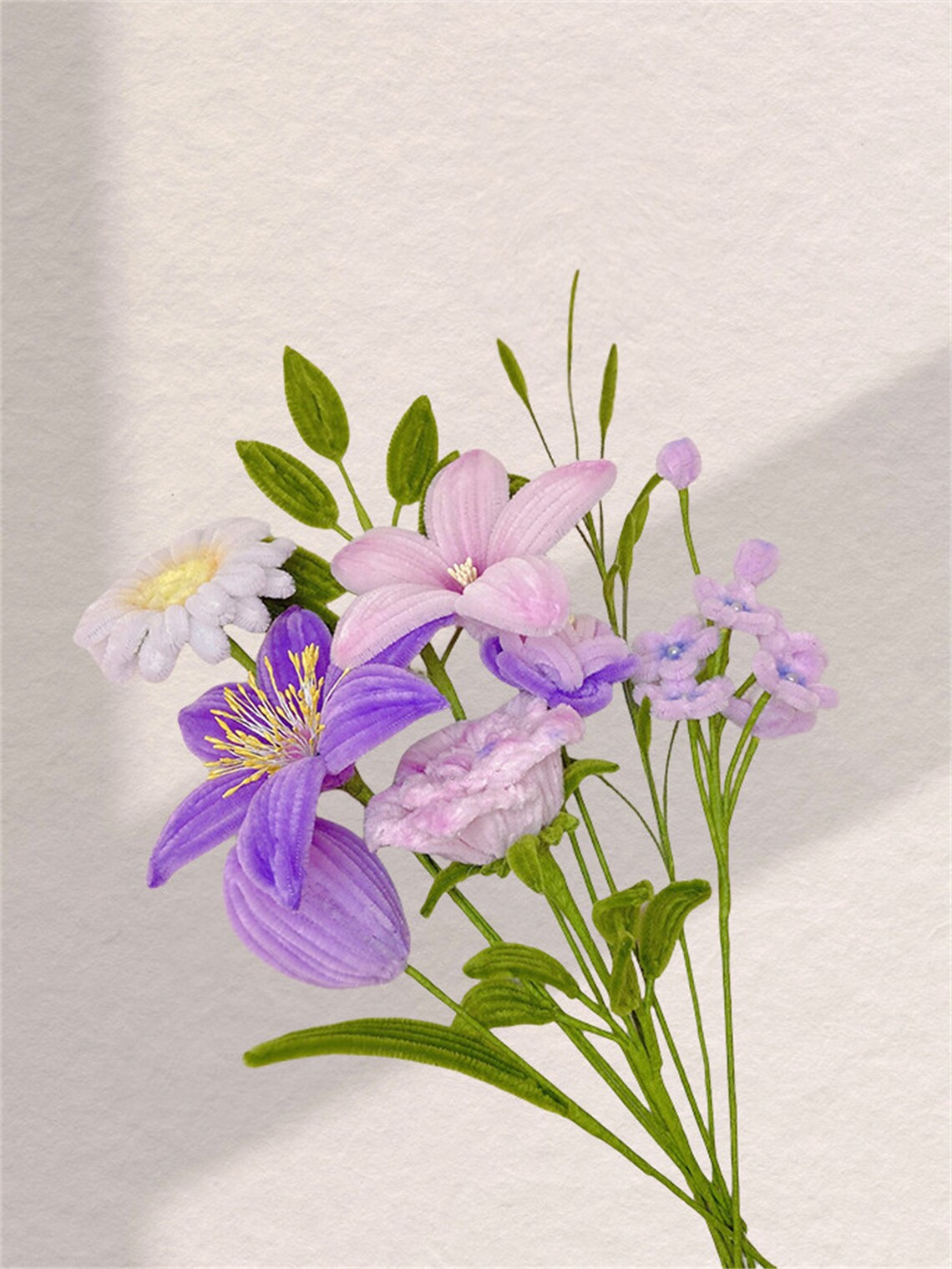 Pink Bouquets Plush Wild Spring Flowers Fluff Flower Mixed Bouquets ...