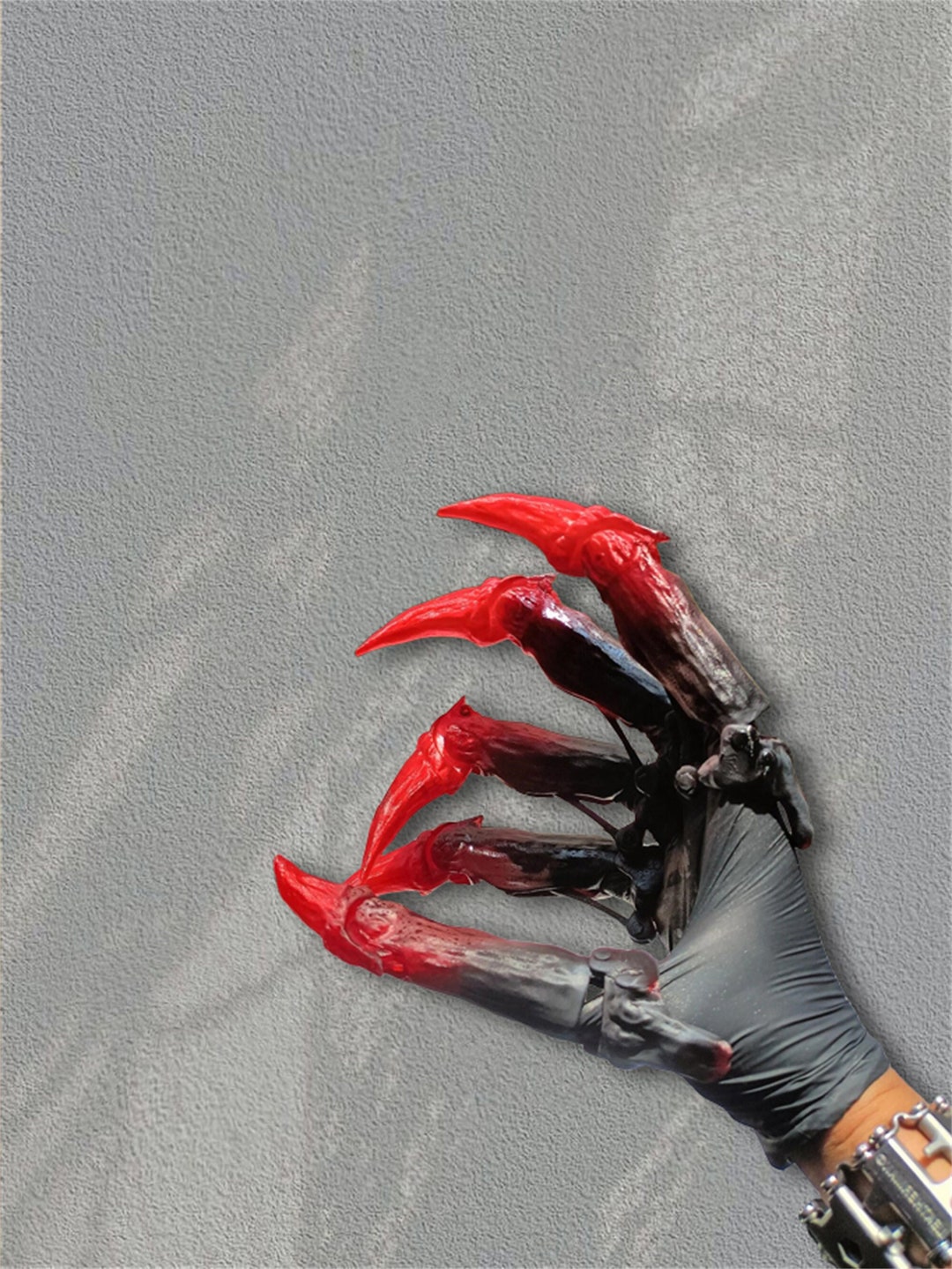 Gradient Red Claws Gloves, Mechanical Claw Prop Cosplay Halloween Party ...