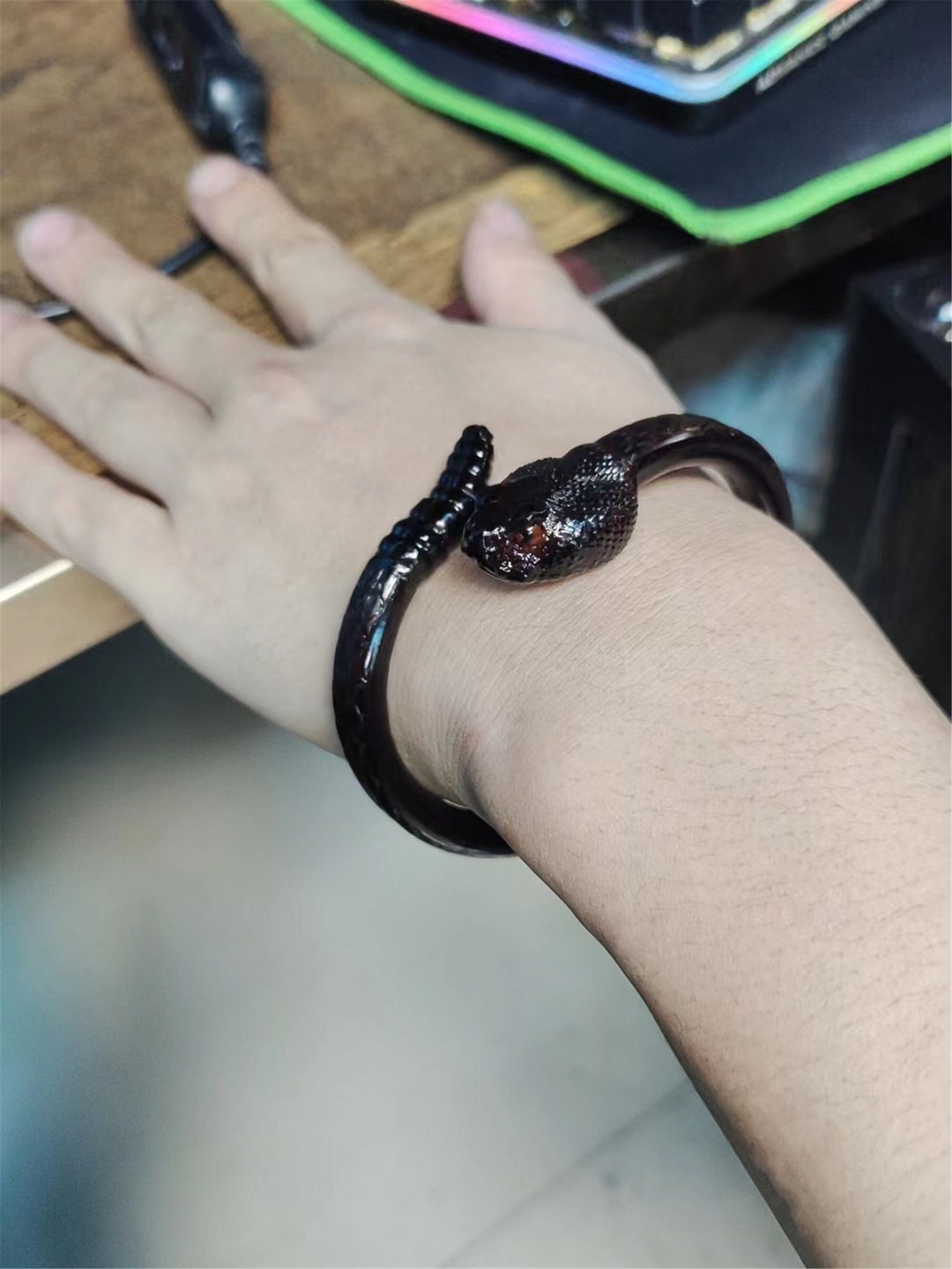 Realistic Snake Bracelets Mens Snake Bangles, Custom Dragon Bracelet ...