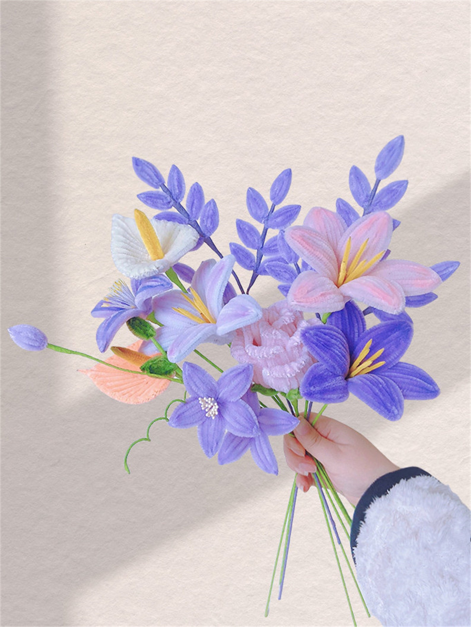 Pink Bouquets Plush Wild Spring Flowers Fluff Flower Mixed Bouquets ...