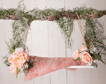 11 Branch Swing Digital Background, Newborn Baby Swing, Dark Brown ...