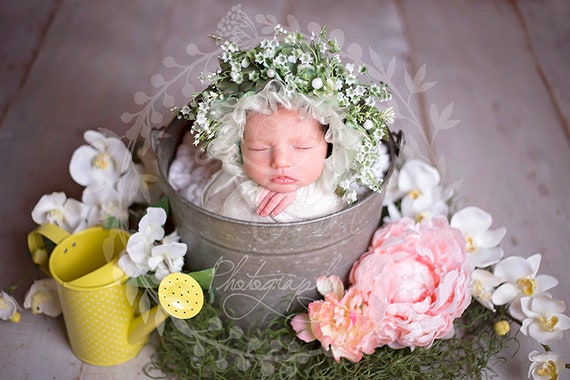 Floral Newborn Bucket Digital Background | Etsy