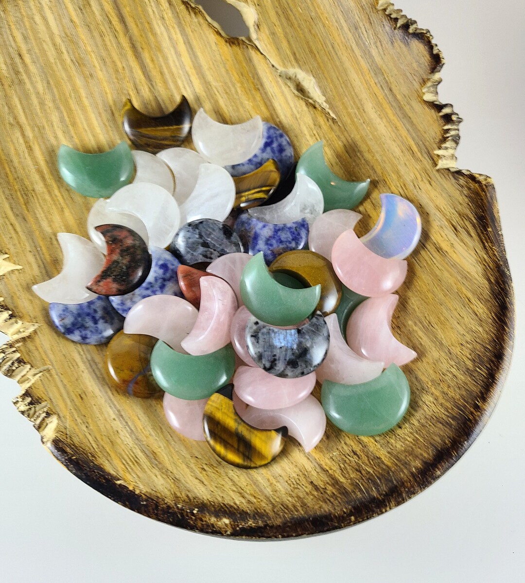 Crystal Gemstone Moons Carved Natural Gemstones Crystals Chakra Stones ...