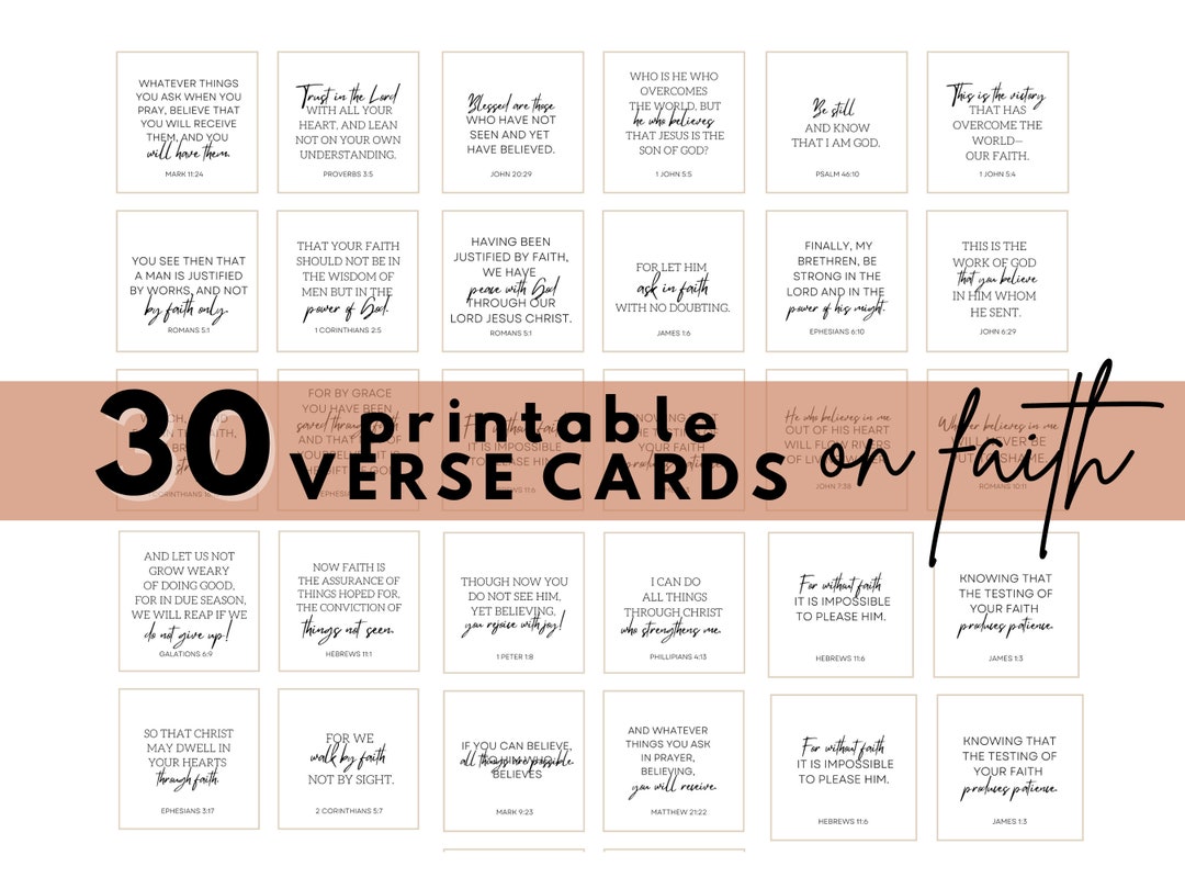 30 FAITH VERSE CARDS, Memory Verse Prints, Bible Verse Cards, Print ...