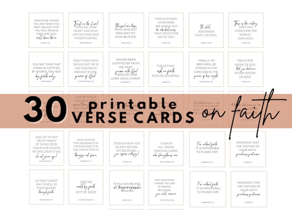 30 FAITH VERSE CARDS Memory Verse Prints Bible Verse Cards - Etsy