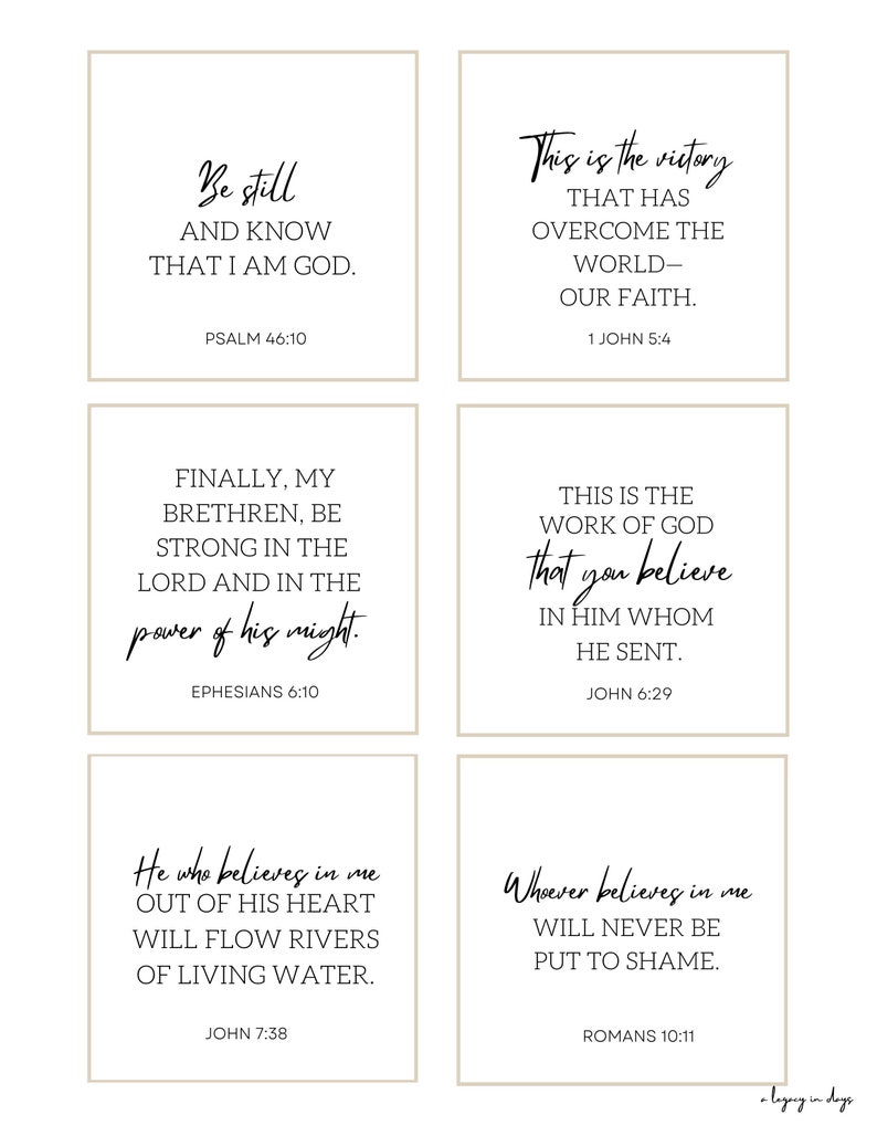 30 FAITH VERSE CARDS, Memory Verse Prints, Bible Verse Cards, Print ...
