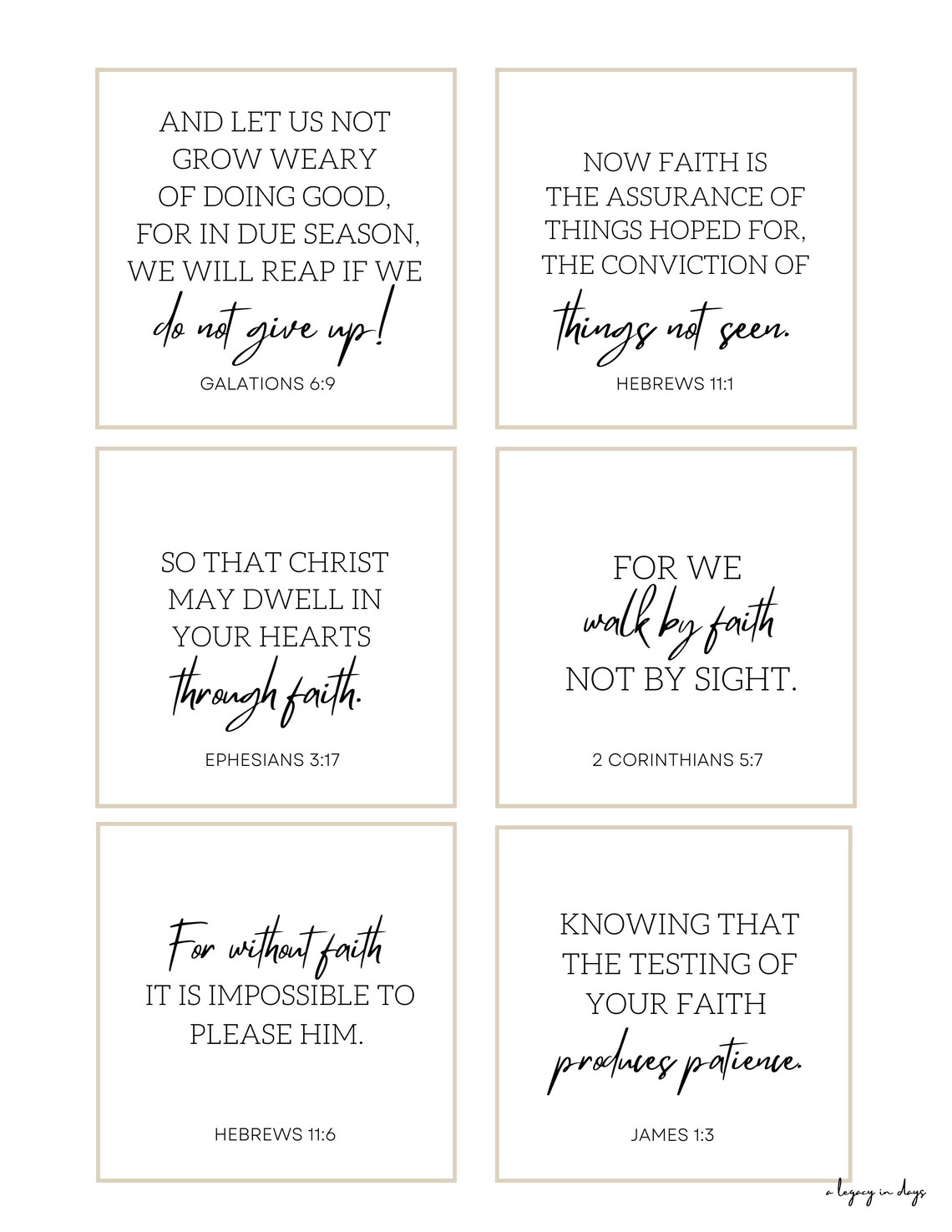 30 FAITH VERSE CARDS, Memory Verse Prints, Bible Verse Cards, Print ...