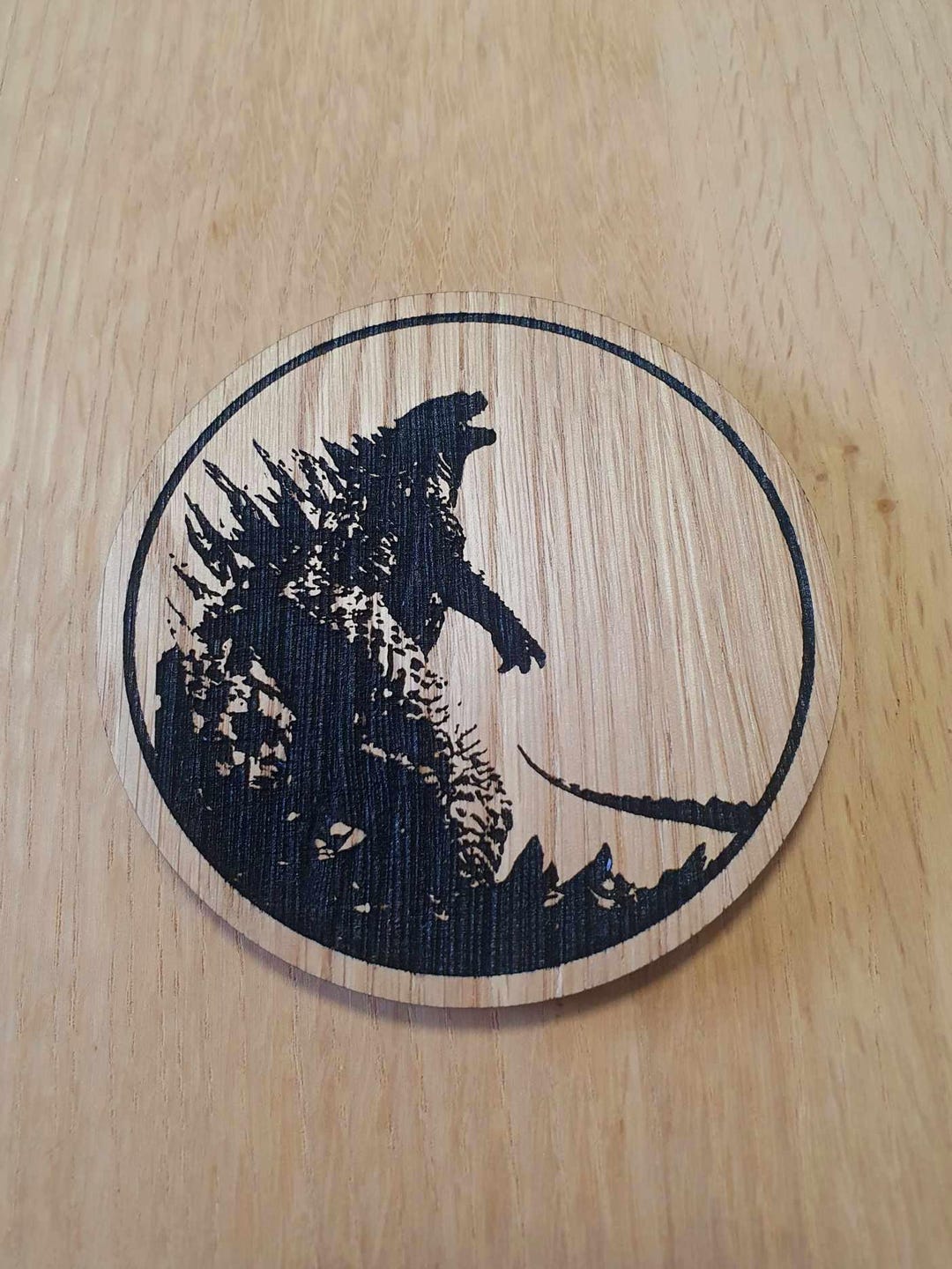 Laser Cut Wooden Coaster. Godzilla - Unique Gift Lasercut - Etsy