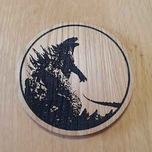 Laser Cut Wooden Coaster. Godzilla - Unique Gift Lasercut - Etsy
