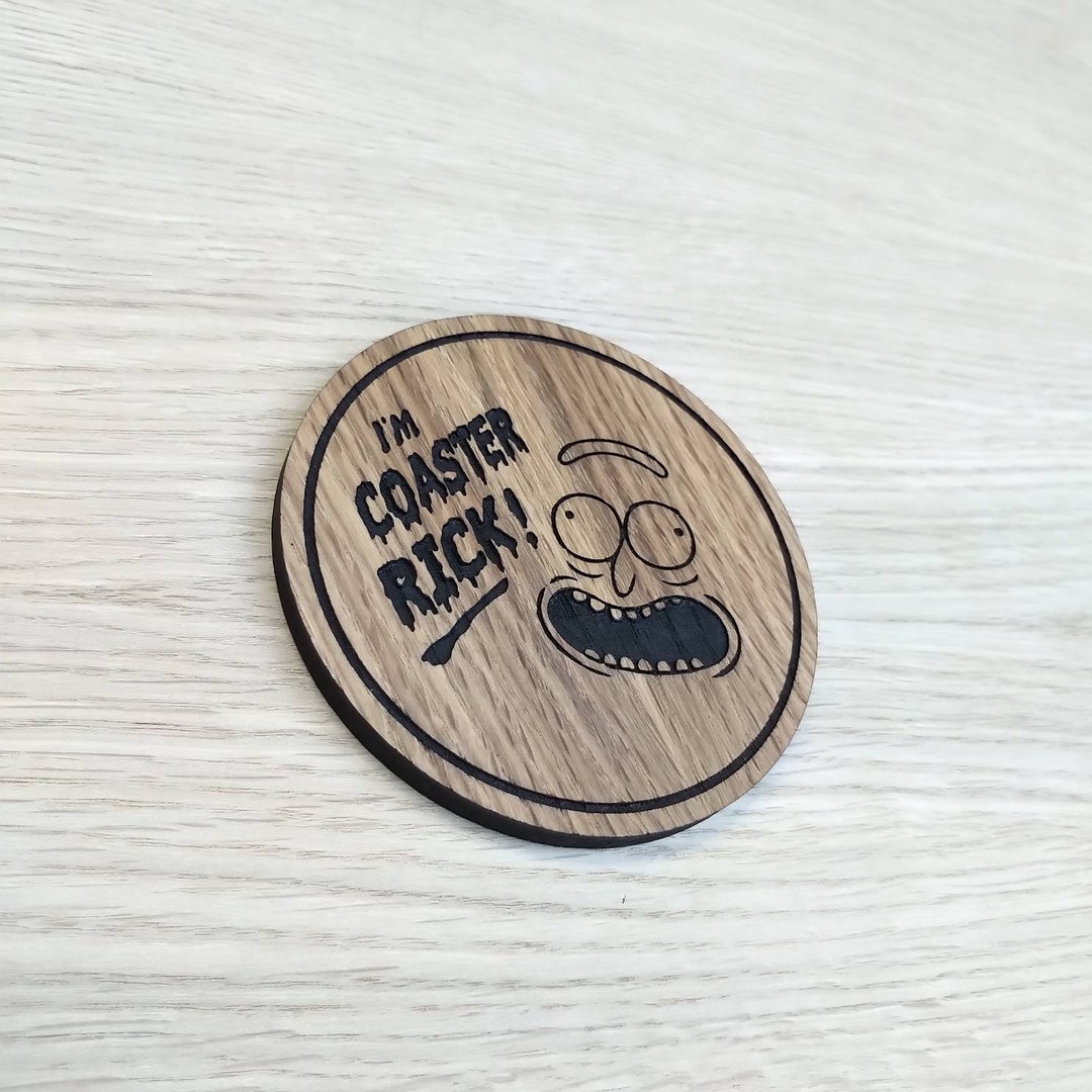 Laser Cut Wooden Coaster. Coaster Rick - Unique Gift Lasercut - Etsy
