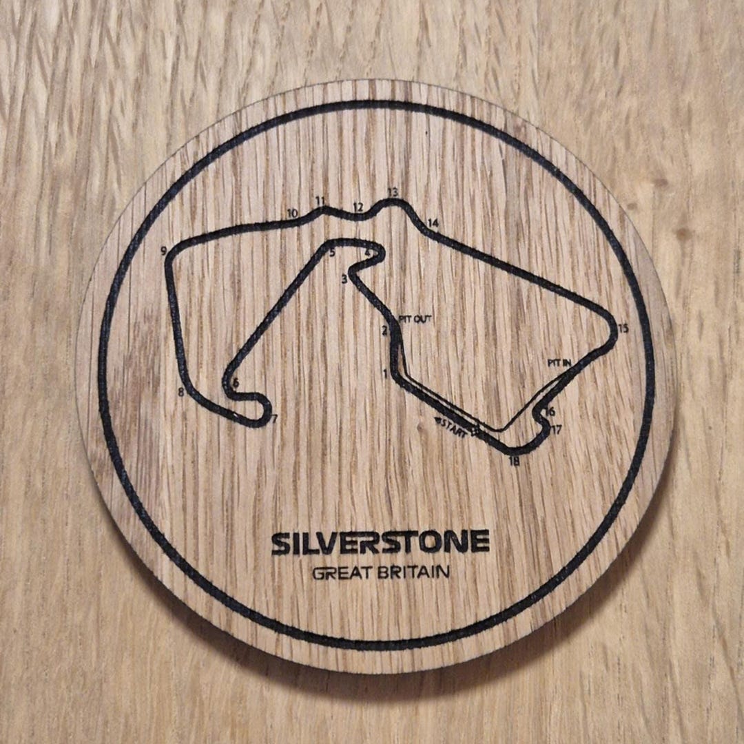 Laser Cut Wooden Coaster. F1 Formula One Tracks Silverstone - Unique ...