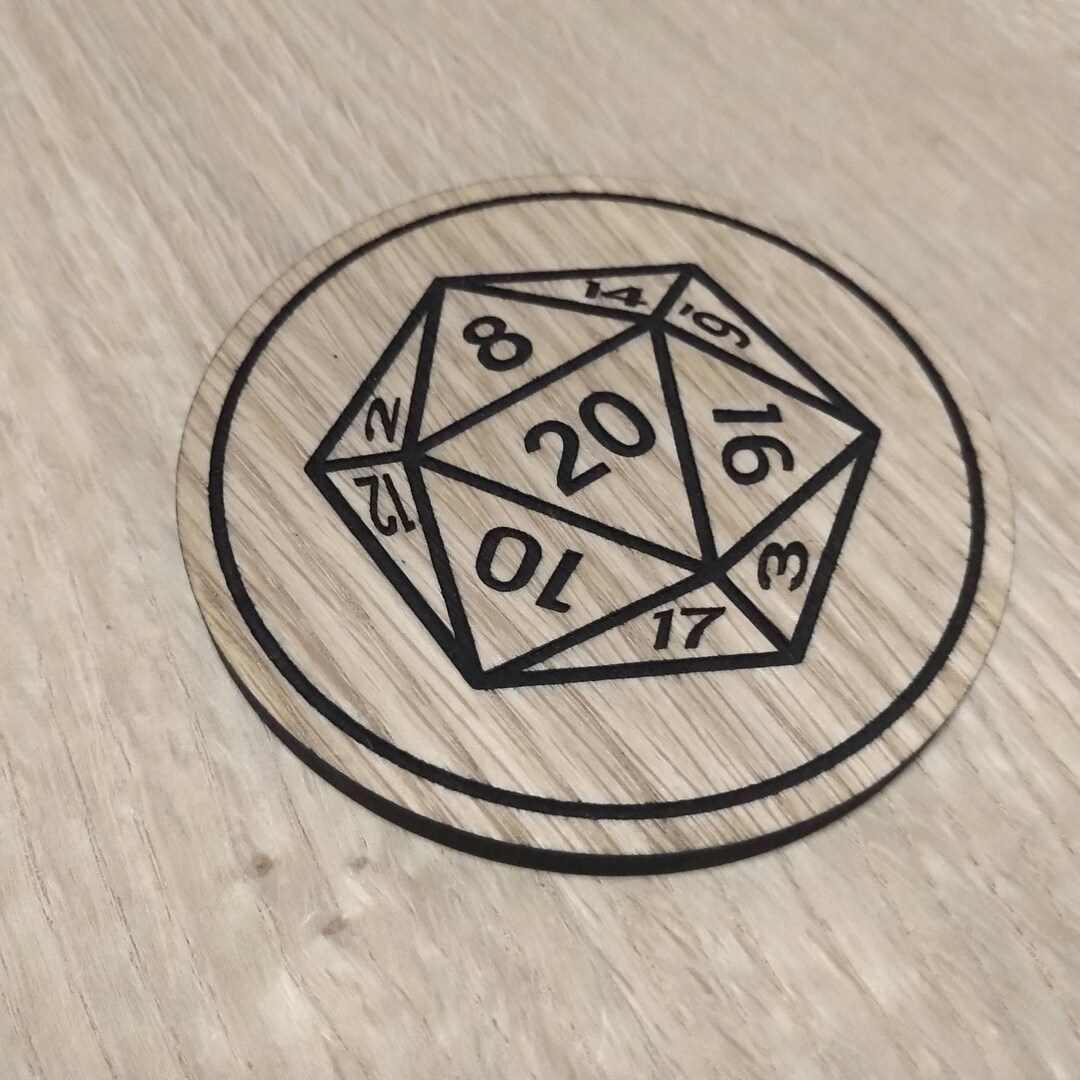 Laser Cut Wooden Coaster. Dungeon Master D20 20 Sided Fantasy Role Play ...