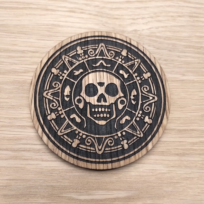 Laser Cut Wooden Coaster. Pirates Coin Unique Gift Lasercut - Etsy UK