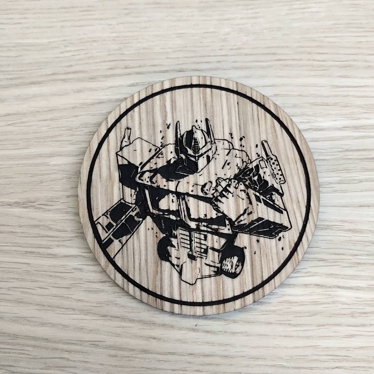 Laser Cut Wooden Coaster. Optimus Prime Torso. Fist Clenched - Etsy UK