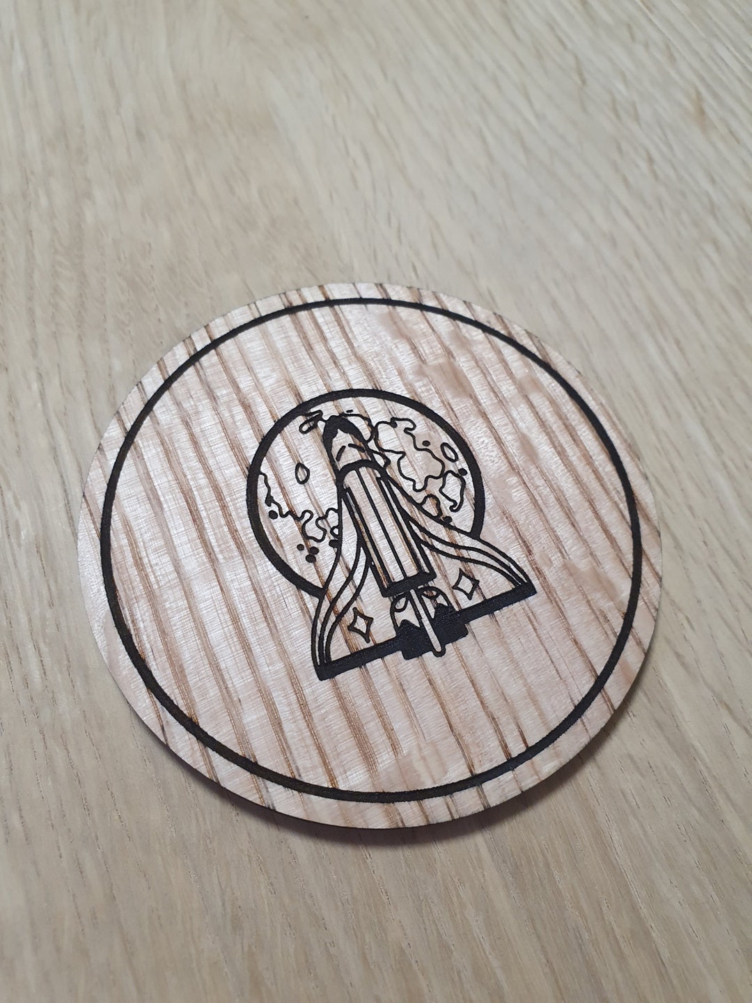 Laser Cut Wooden Coaster. Ellie Space Shuttle Pin - Unique Gift ...